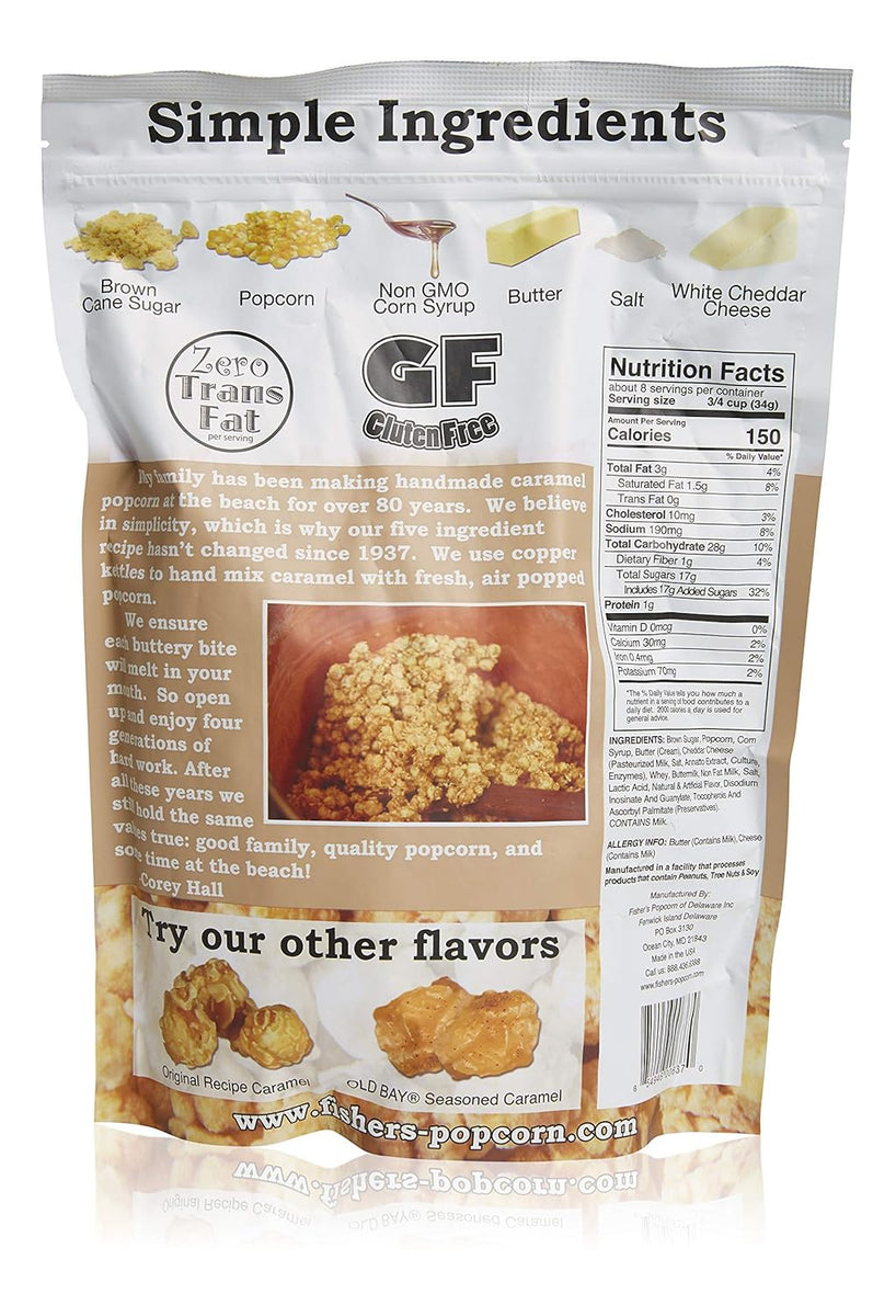 Fisher's Popcorn, Caramel Dusted with White Cheddar Flavor, 2 oz. Bag ...