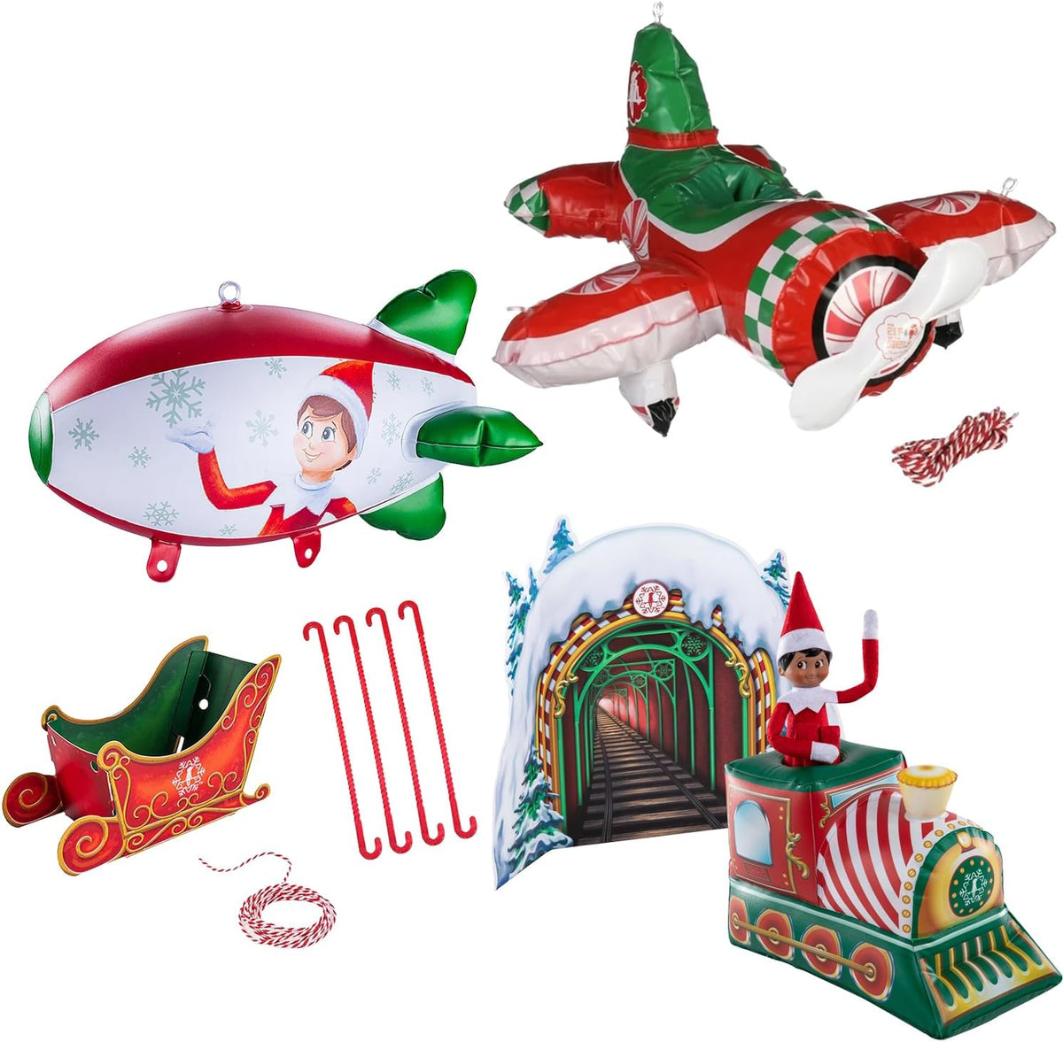 The Elf on the Shelf: Polar Props Set – Peppermint Blimp, Plane & Trai ...