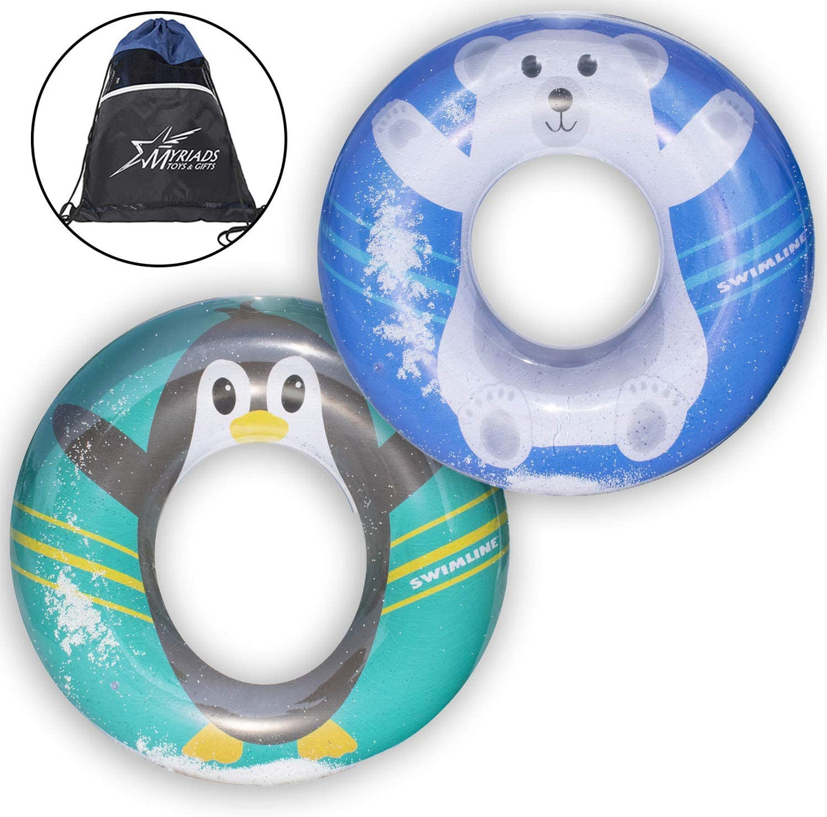 Swimline 40" Inflatable Pool Float 2-Pack: Penguin & Polar Bear Flurry ...